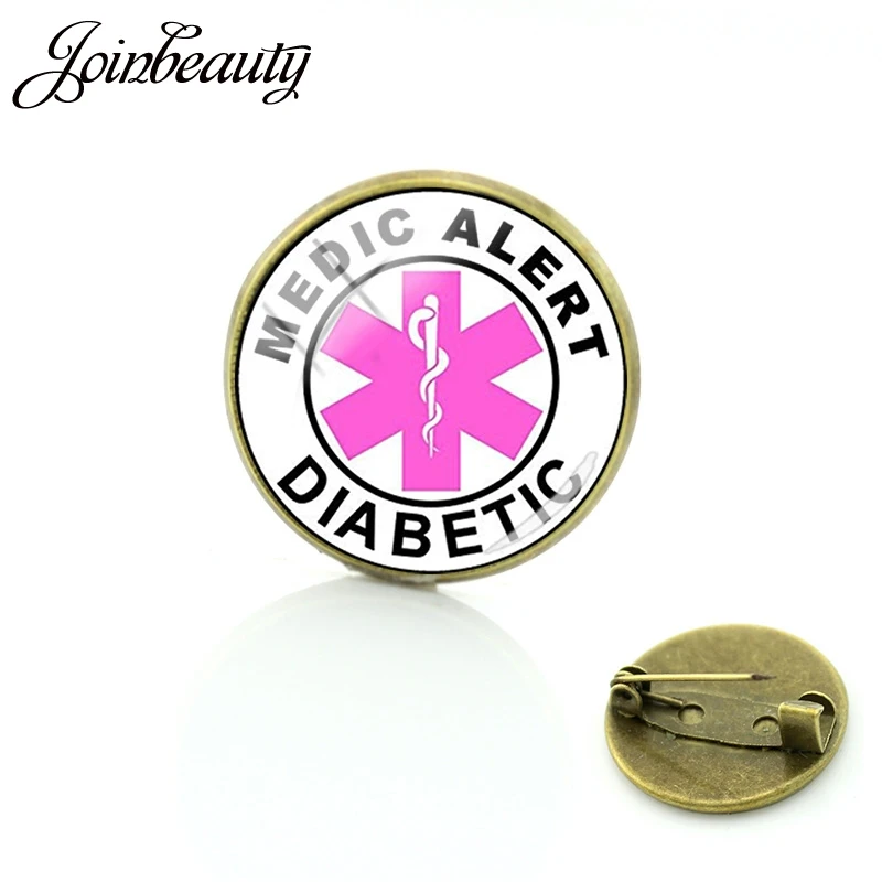 JOINBEAUTY DIABETES Brooch Pins Round Glass Men Women Fashion Badge ...