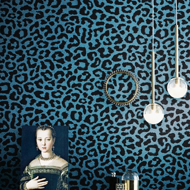 Blue Leopard Print Wallpaper