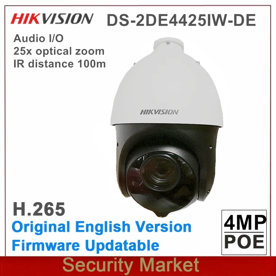 Original Hikvision English PTZ DS 2DE4425IW DE 4 inch 4MP IR surveillance 25X Powered by ...
