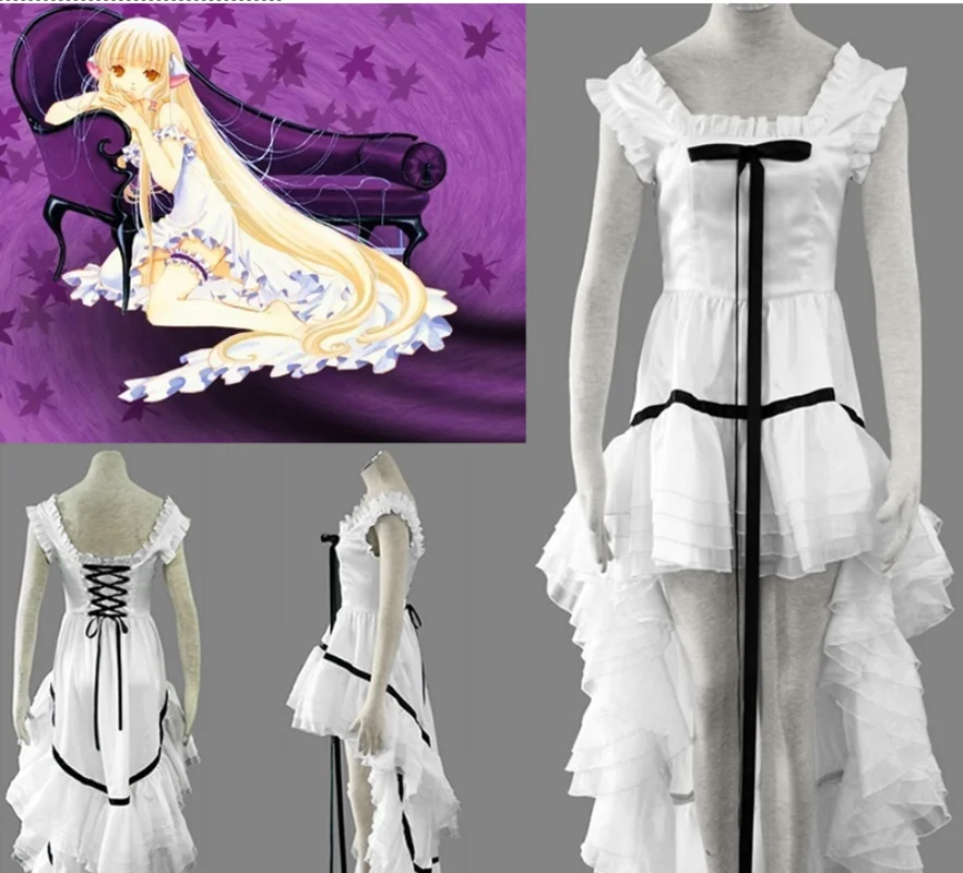 Anime Chobits Chii Cosplay Costume With Bow Tie Full Set - AllCosplay.com