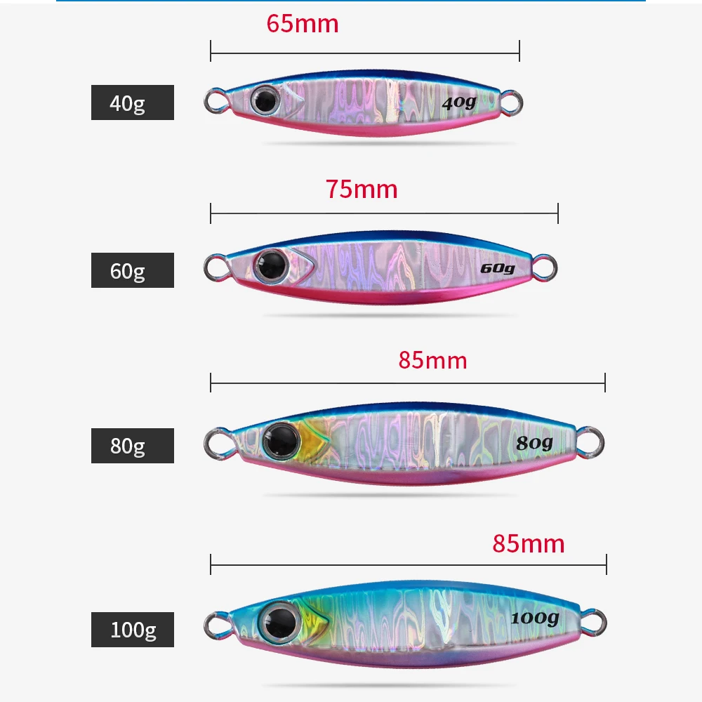 Versatile Speed Slider Slow Jigs - 40g, 60g, 80g, 100g - Easy Fishing Tackle