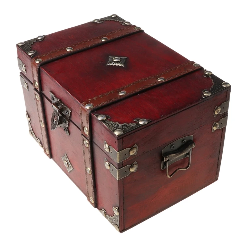 Retro Treasure Chest With Lock Vintage Wooden Storage Box Antique Style ...