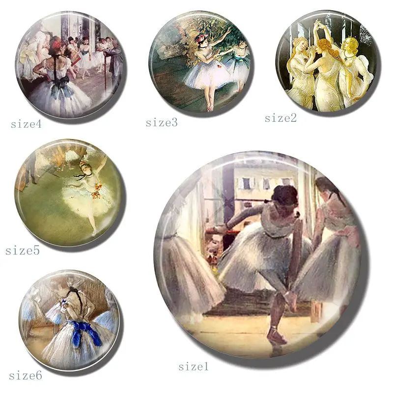 Ballerinas Art 30MM Fridge Magnet Dance Glass Dome Refrigerator Sticker ...