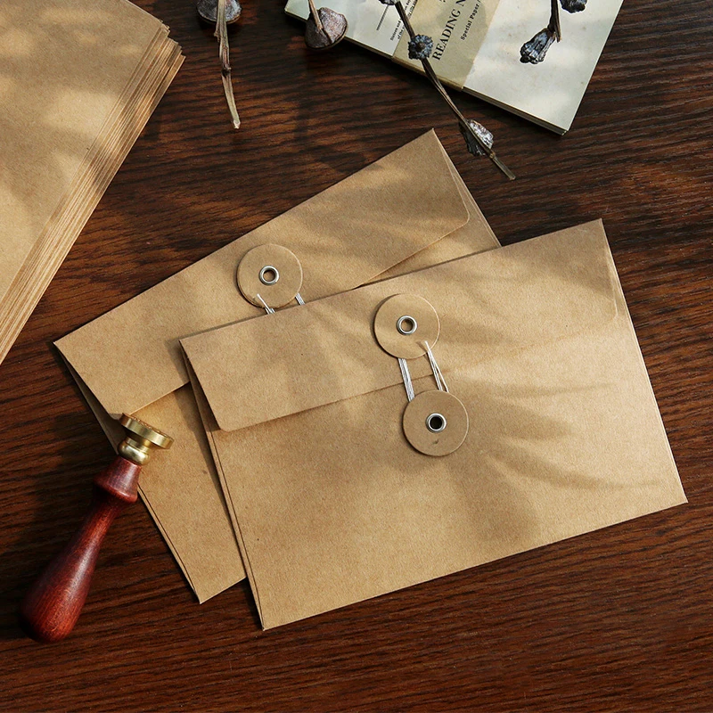 1-PC-Vintage-Brown-Kraft-Paper-Envelopes-with-Button-String-Tie-Closure ...