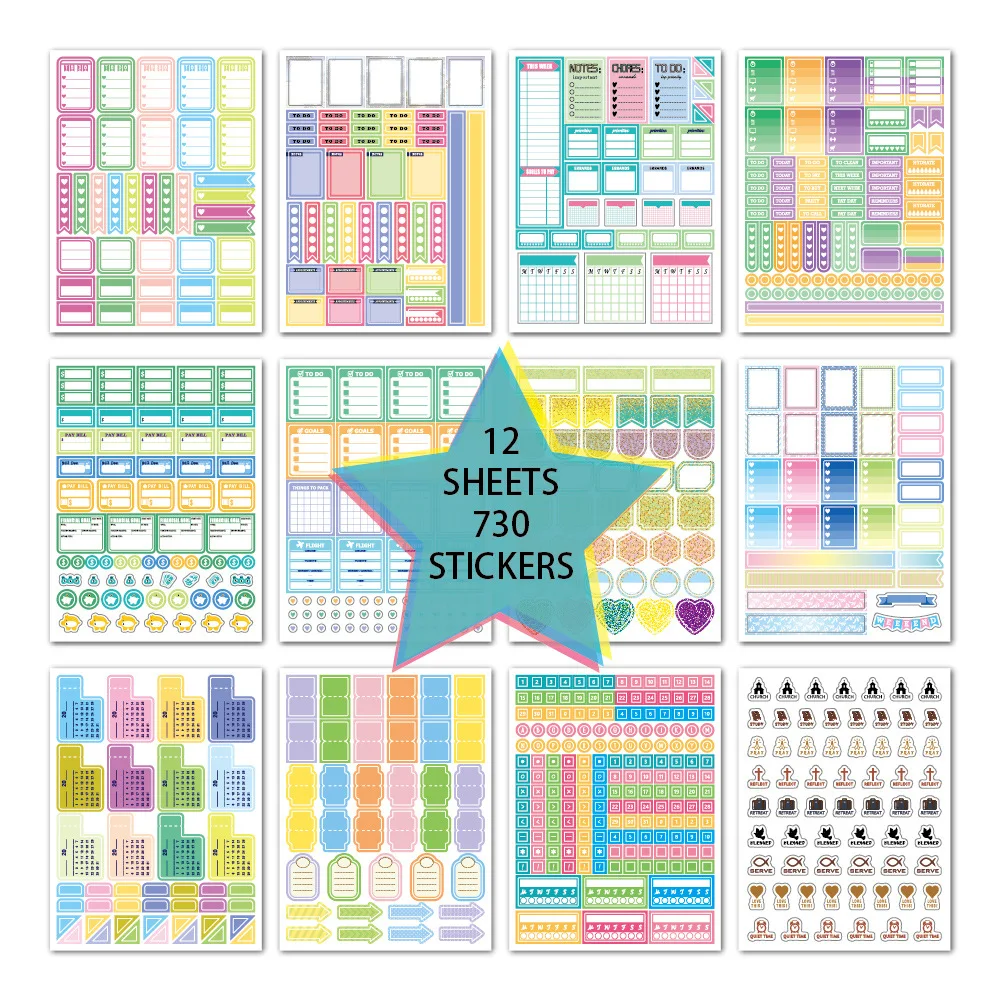 Paper & Party Supplies Planners Daily Dated Stamp Monthly Stickers ...