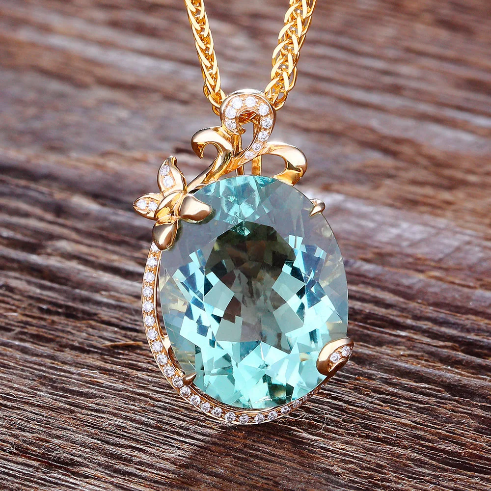 Lujoso colgante de piedra preciosa verde manzana con collar de mariposa ...