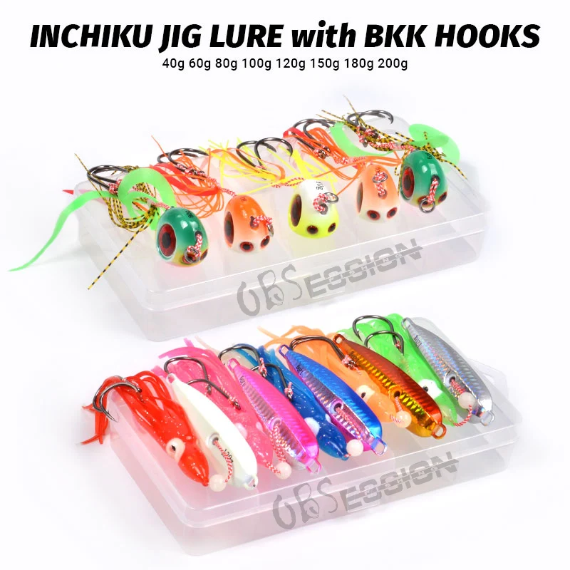5pcs Inchiku Jigging Lure 40g 60g 80g 100g 120g 150g Sliding kabura jig Snapper/Sea bream Jig ...