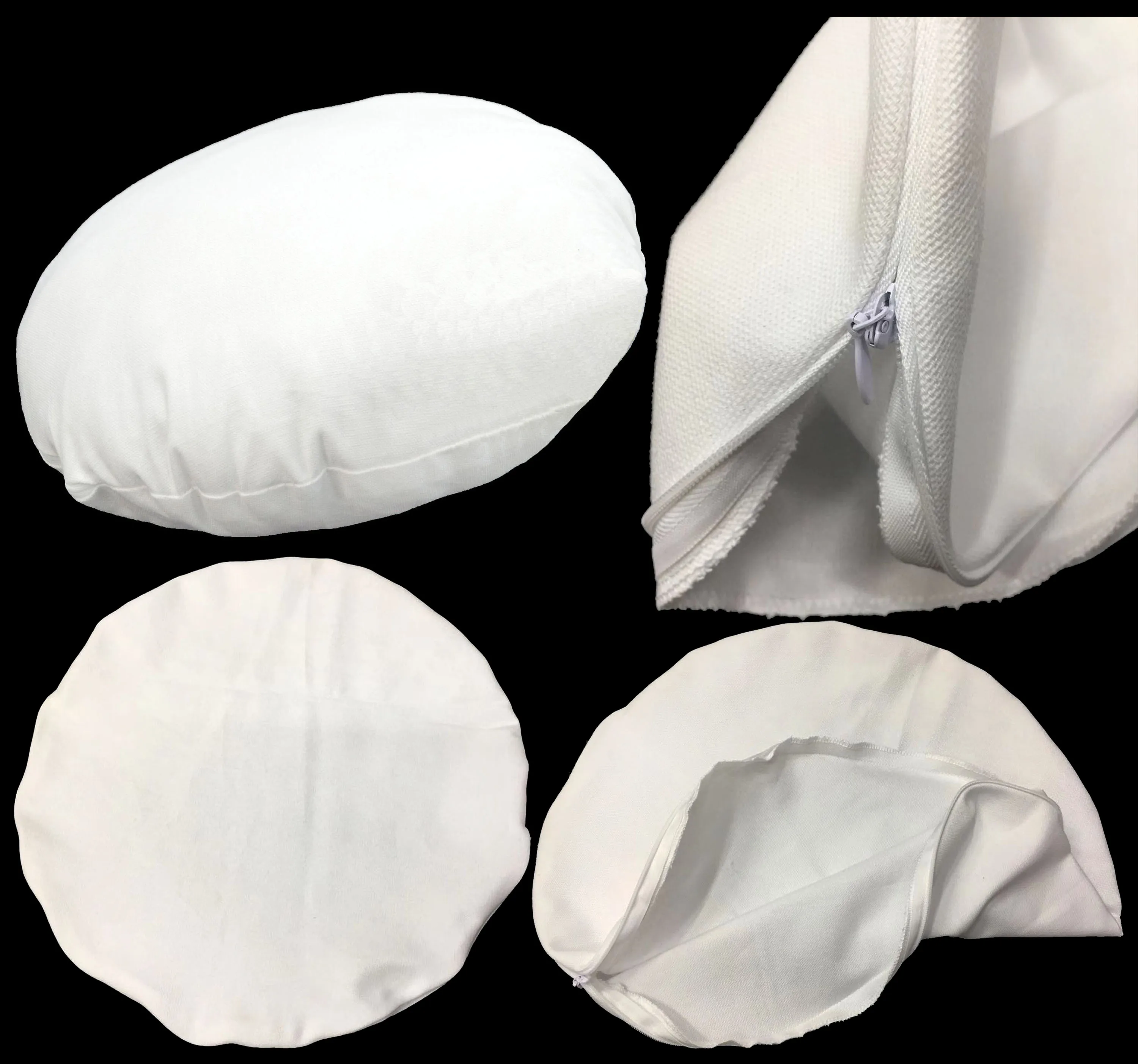 aa132r ( Only Sell Cover ) White 100% Cotton Canvas Round Shape Cushion ...