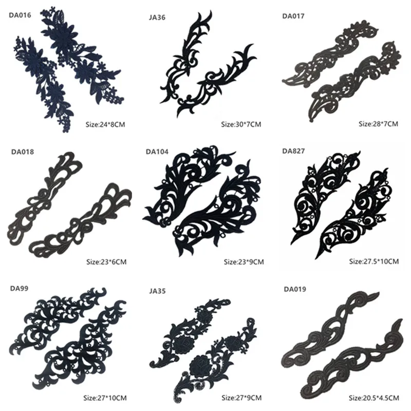 zsbszc 1 pair black embroidered patches for clothing lace Applique ...