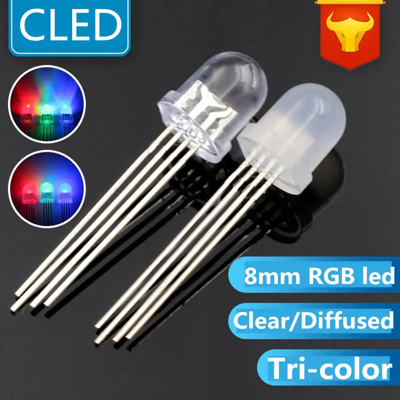 4 Legs RGB multicolor 8mm led water clear/DIFFUSED through hole led ...