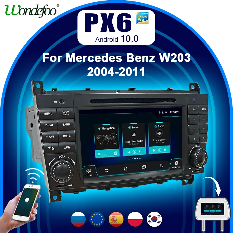 Px6 som automotivo 2 din rádio do carro android 10 tela para mercedes ...