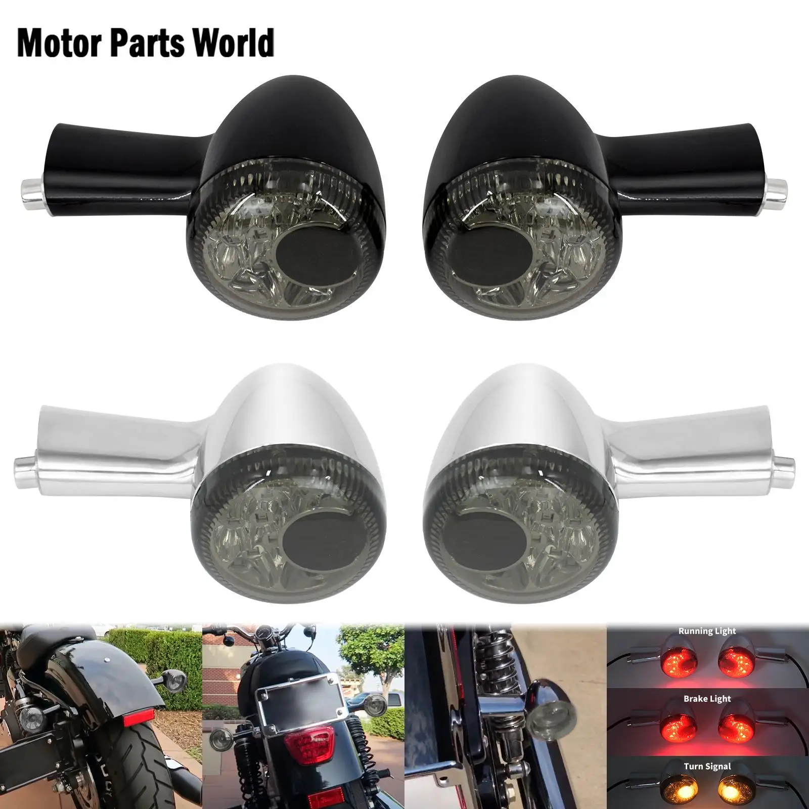 Motorcycle-Rear-Turn-Signals-Indicators-LED-Lights-Black-Chrome-For ...