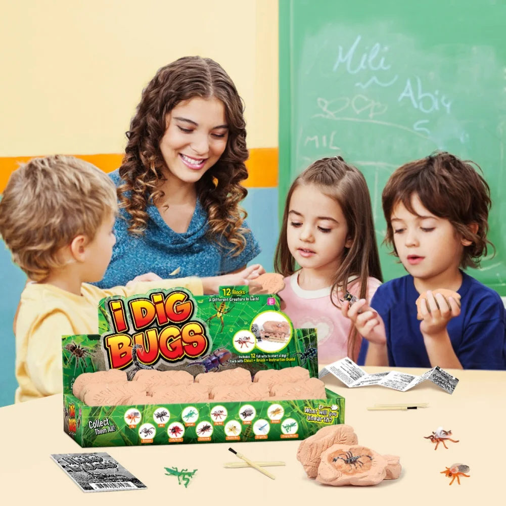 12Pcs Kids Bug Model Dig Excavation Kit Archaeological Science ...