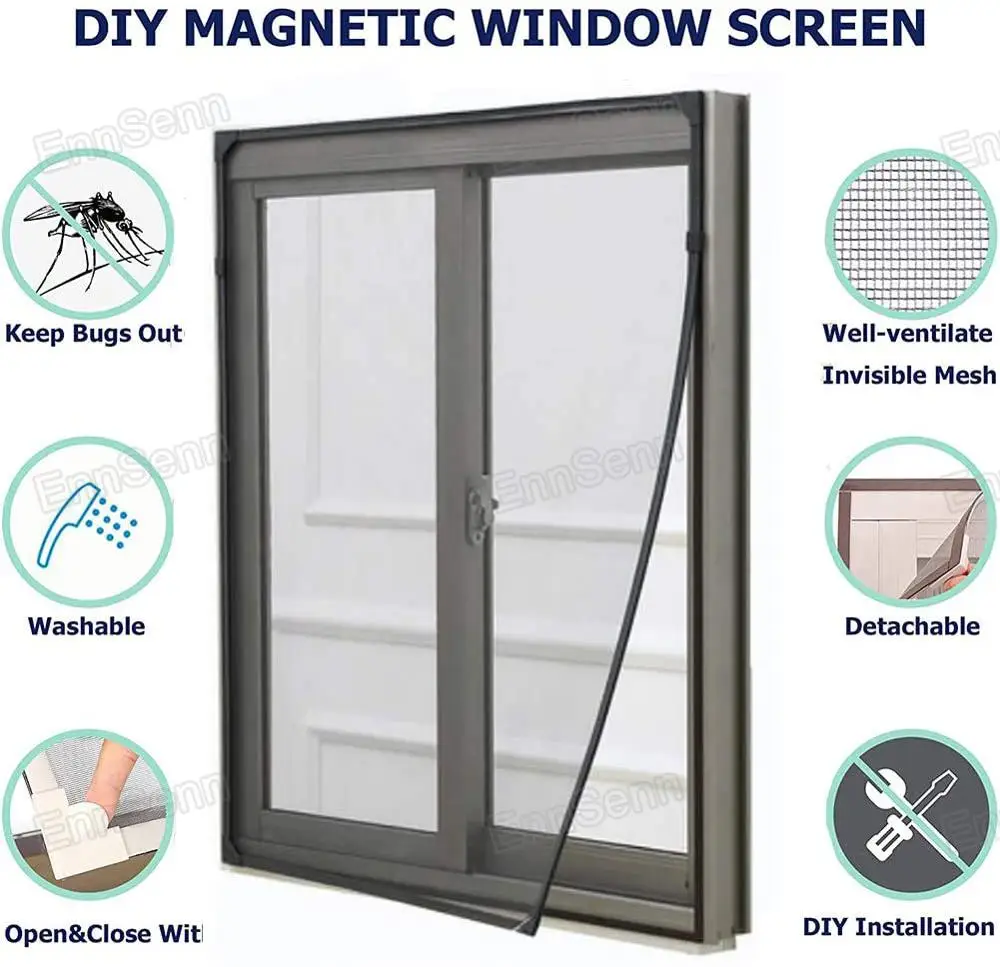 Mesh Window Insect Screen Magnetic | Magnetic Magic Mesh Screen Door ...