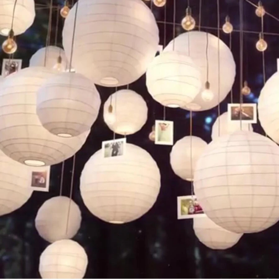 30pcs/lot Mix Size (20cm,30cm,35cm,40cm) White Paper Lanterns Chinese ...