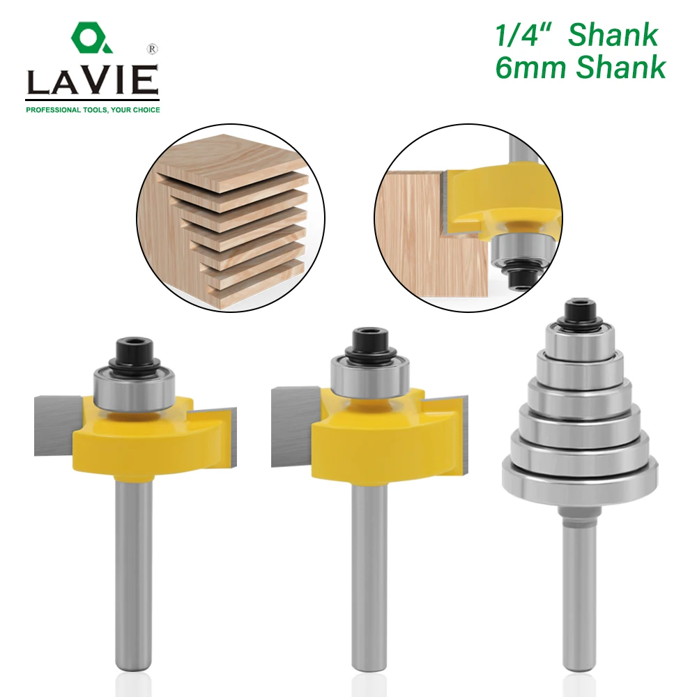 LA-VIE-3PCS-6mm-or-1-4-Shank-Rabbet-Router-Bit-with-6-Bearings-Set ...