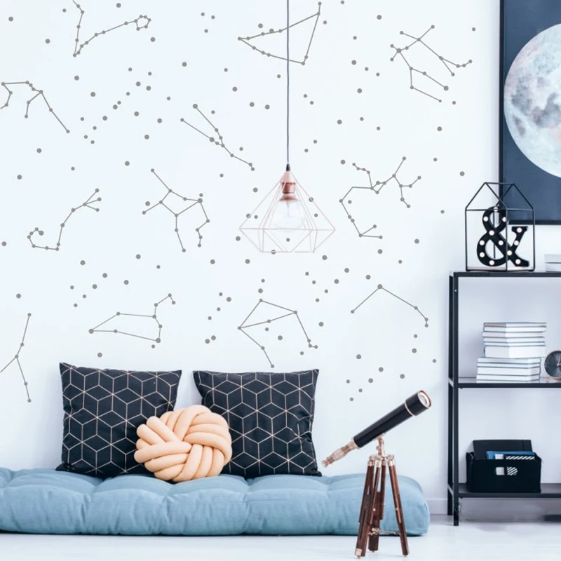 Diy Self-adhesive Constellation Wall Stickers Art Zodiac Wall Decals ...