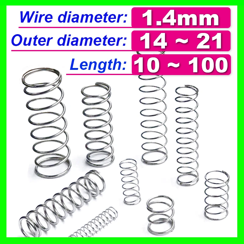 10pcs Spring Wire Diameter 1.4mm Compress Pressure Spring Rotor Return ...
