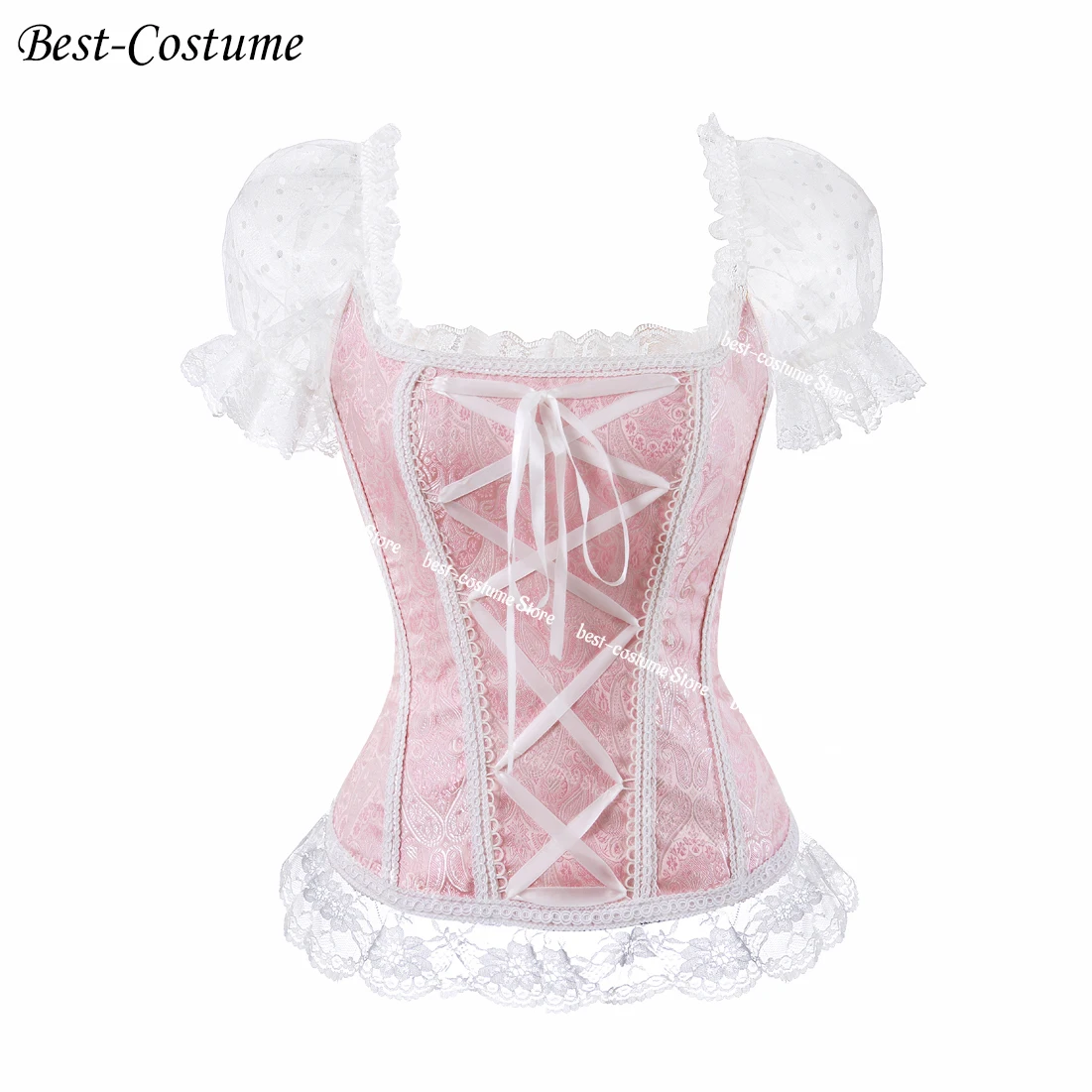 Victorian Corset Top for Women Pink Princess Corset Blouse Top White ...