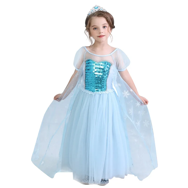 Buy Halloween Elsa Anna Dress Girls Costume Fancy Party Princess ...