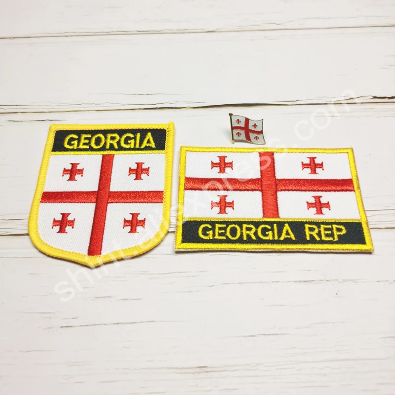 Georgian-National-Flag-Embroidery-Patches-Badge-Shield-And-Square-Shape ...