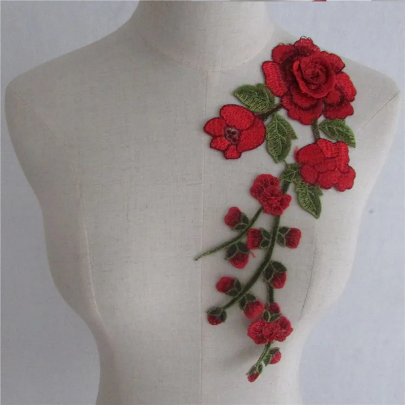 3D Red rose Hollow out flower Laces for sewing Lace collar Application ...