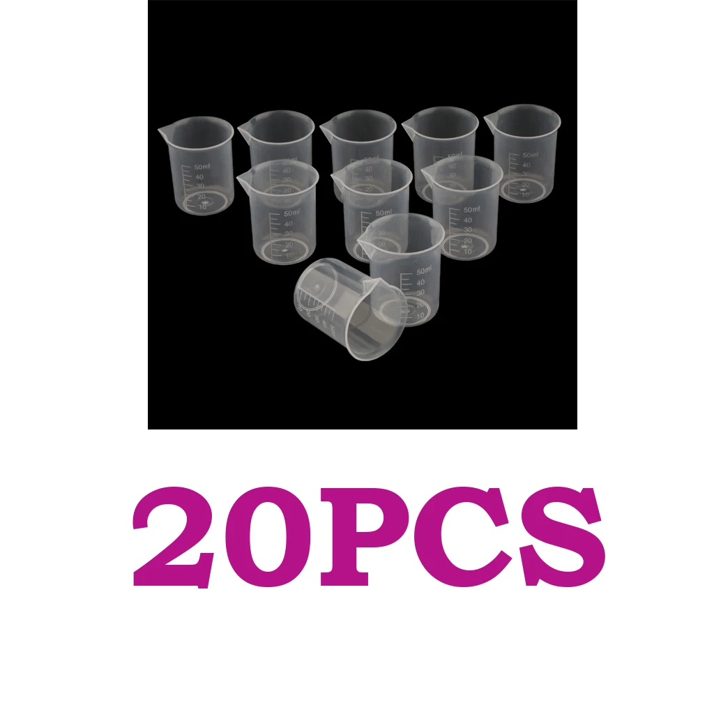 20-Pcs-50ml-Reusable-Plastic-Measuring-Cups-Lab-Graduated-Beakers ...
