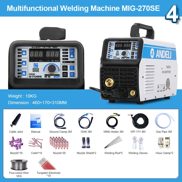 ANDELI MIG Welder MIG-270SE 110V/220V MIG TIG MMA ARC Welding Machine ...