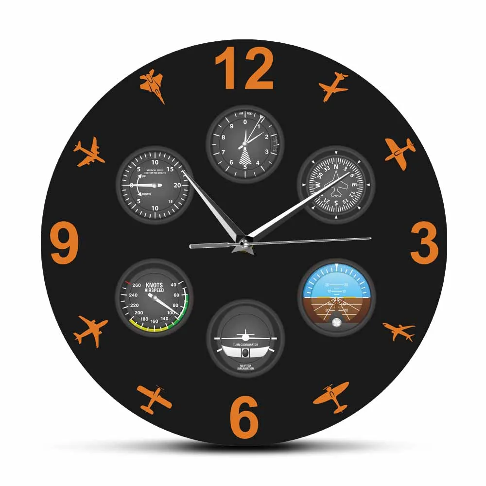 Flight-Instrument-with-Military-Aircrafts-Modern-Wall-Clock-Aviator ...