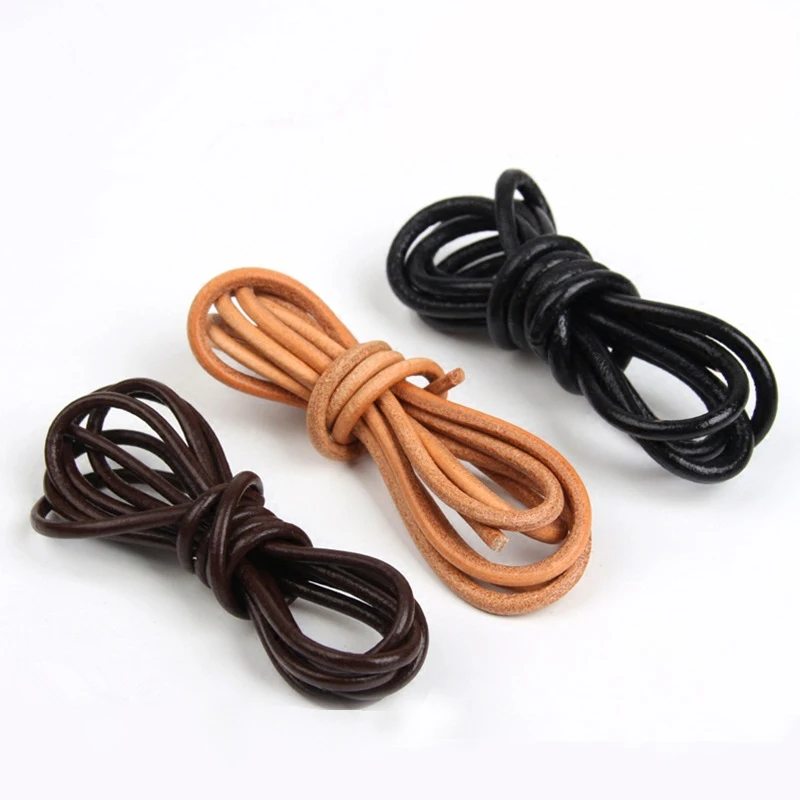 2meter/lot 1.5/2/3/4/5/8mm Brown Black Round Cow Leather Rope Solid ...
