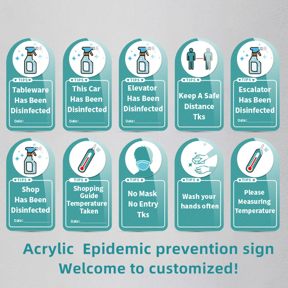 10pcs Acrylic English Safety Notice Sign Business Restaurant School ...