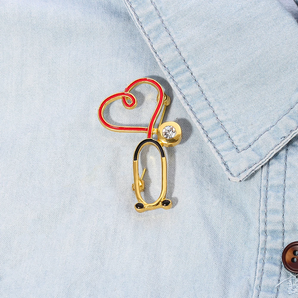 Metal-Love-Heart-Stethoscope-Brooches-For-Women-Men-Doctor-Nurse ...