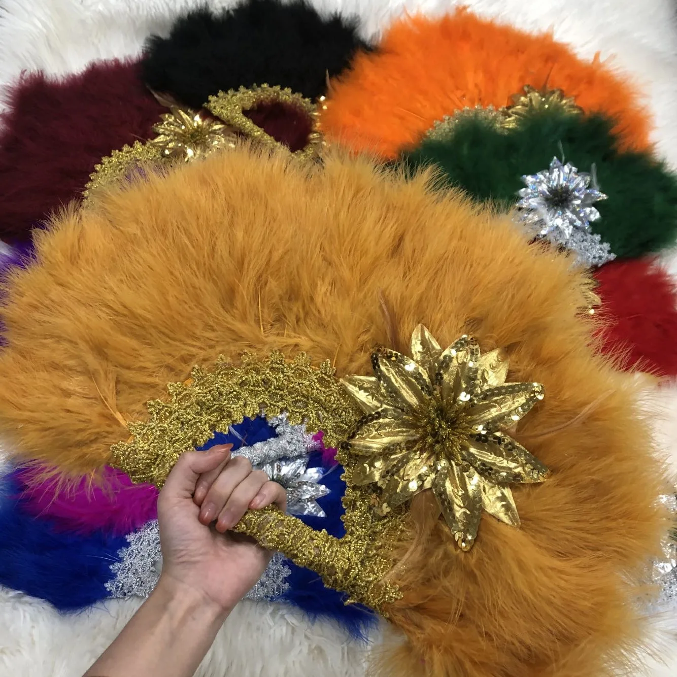 Big-Size-Design-African-White-Feather-Fan-Ladies-Wedding-Feather-Fan ...