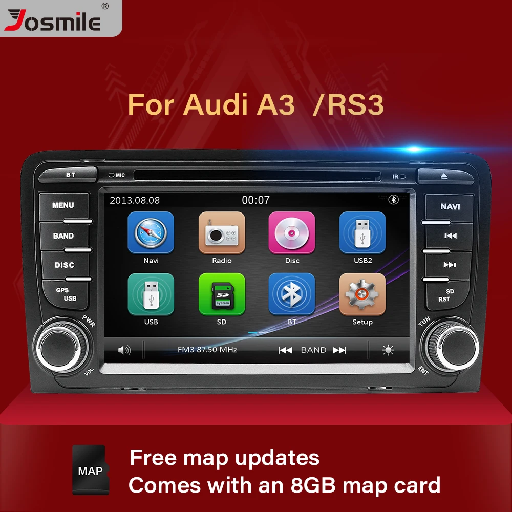 2 Din Car DVD Player Auto Radio For Audi A3 8P S3 RS3 Sportback 2003 2004 2005 2006 2007 2008 ...