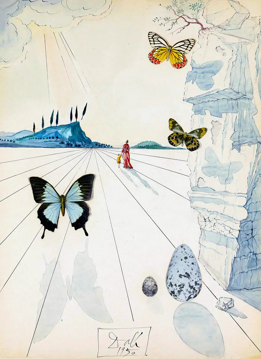 Salvador Dali Butterflies Art Reproduction Giclee Of Painting Silk Art ...
