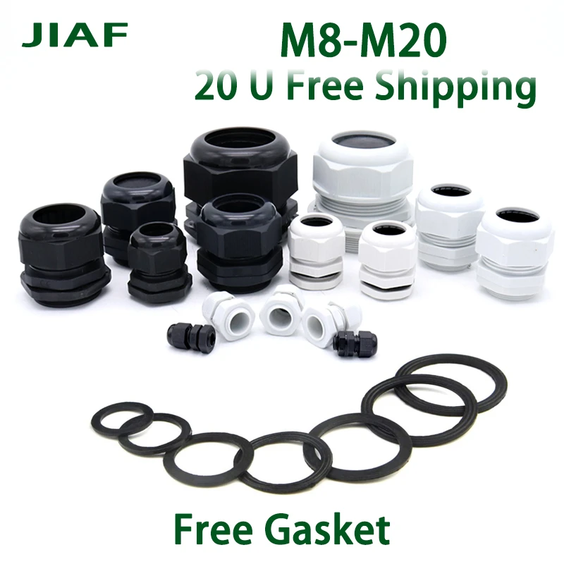 10PCs Waterproof Cable Gland Black Plastic Seal Joint Nylon M8 M10 M12 M16 M20 M25 M32 IP68 ...