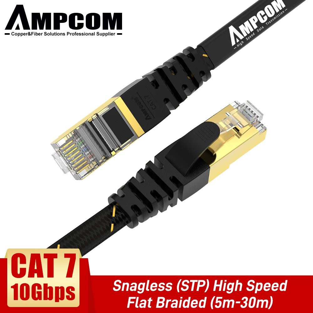 Ampcom Ethernet Cable Rj45 Cat7 Lan Cable [ 5 - 30m ] Stp Rj 45 Flat ...