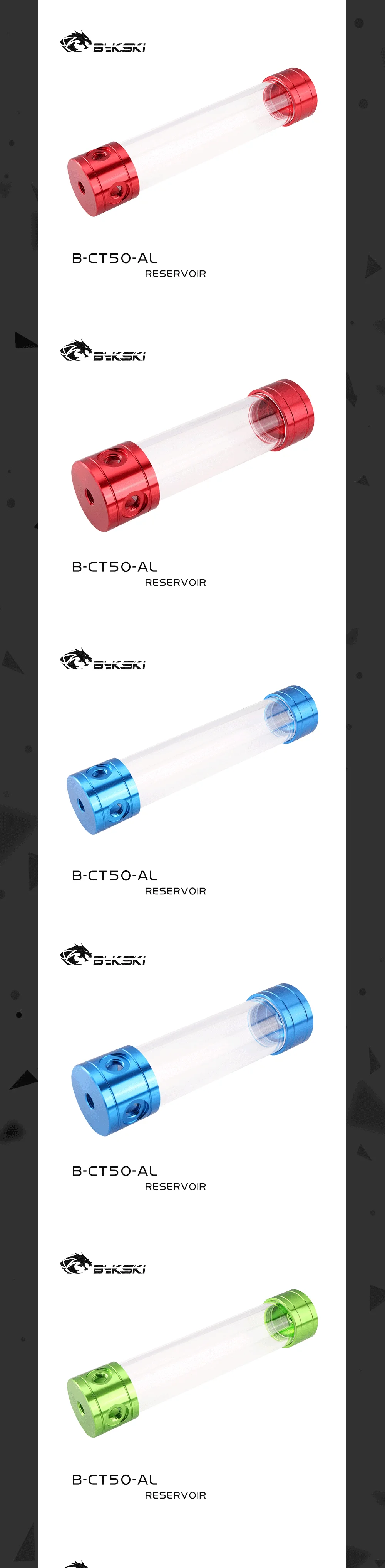Bykski B-CT50-AL, 50mm Cylinder Reservoirs, Aluminum Alloy Cover ...