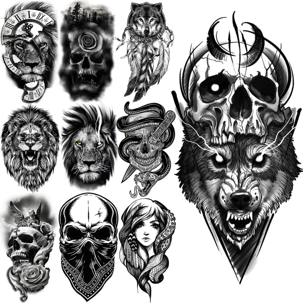 Wolf Skull Drawing Tattoo