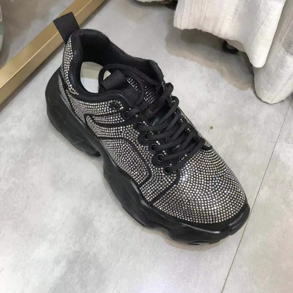 Осенние кроссовки на платформе с кристаллами; женская обувь; Модные ...