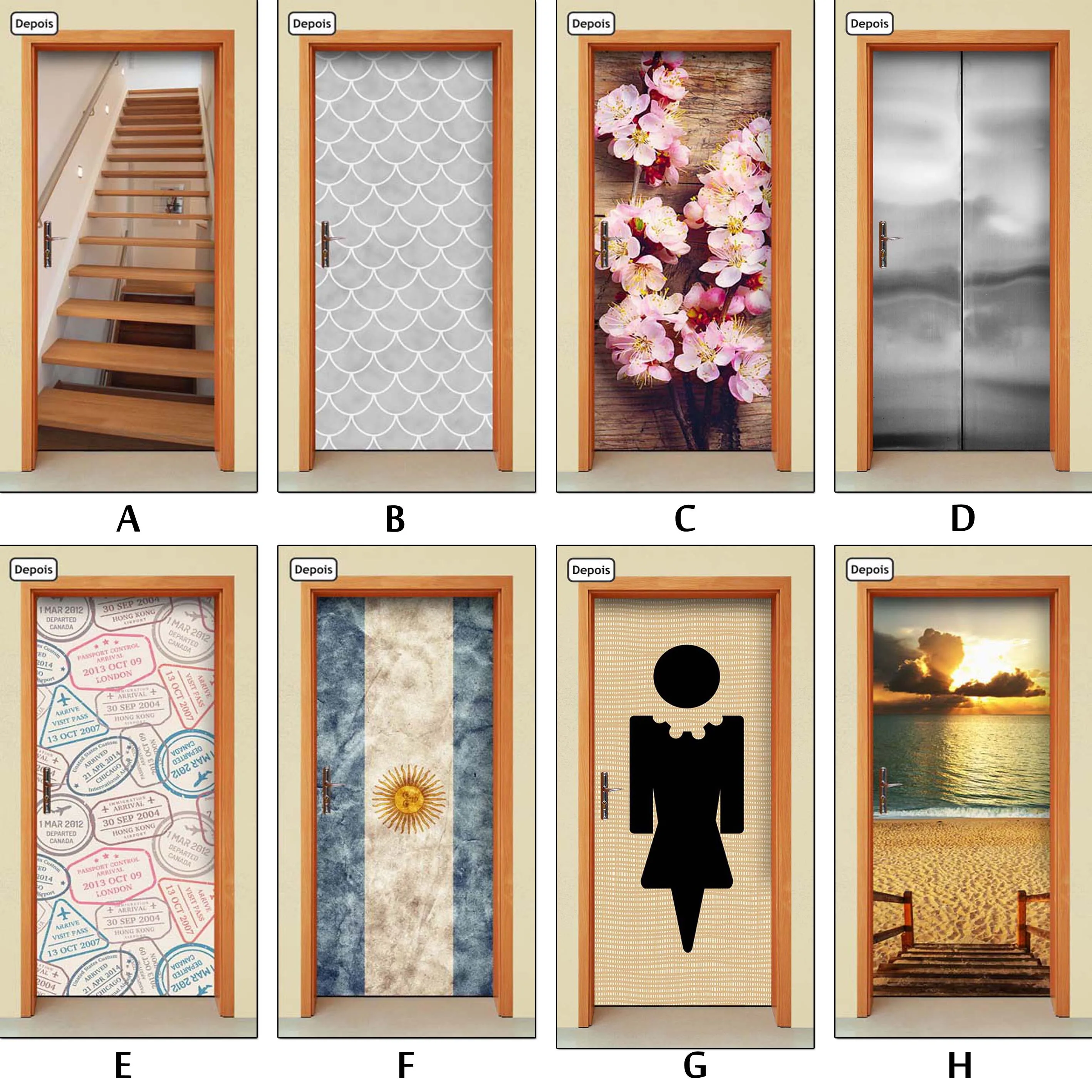 Custom Diy Door Stickers Popular Pvc Waterproof Wallpaper For Doors ...