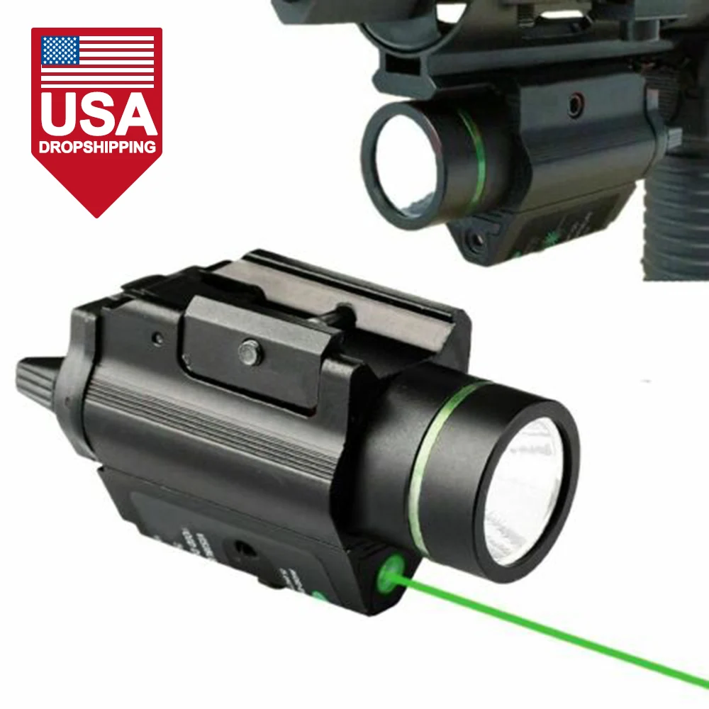 Lampe de poche tactique et viseur Laser vert LED, support combiné Ultra lumineux 225 lumen pour ...