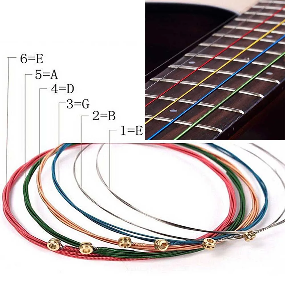 Multi-Color-Acoustic-Guitar-Strings-6Pcs-Set-Rainbow-Colorful-Guitar ...