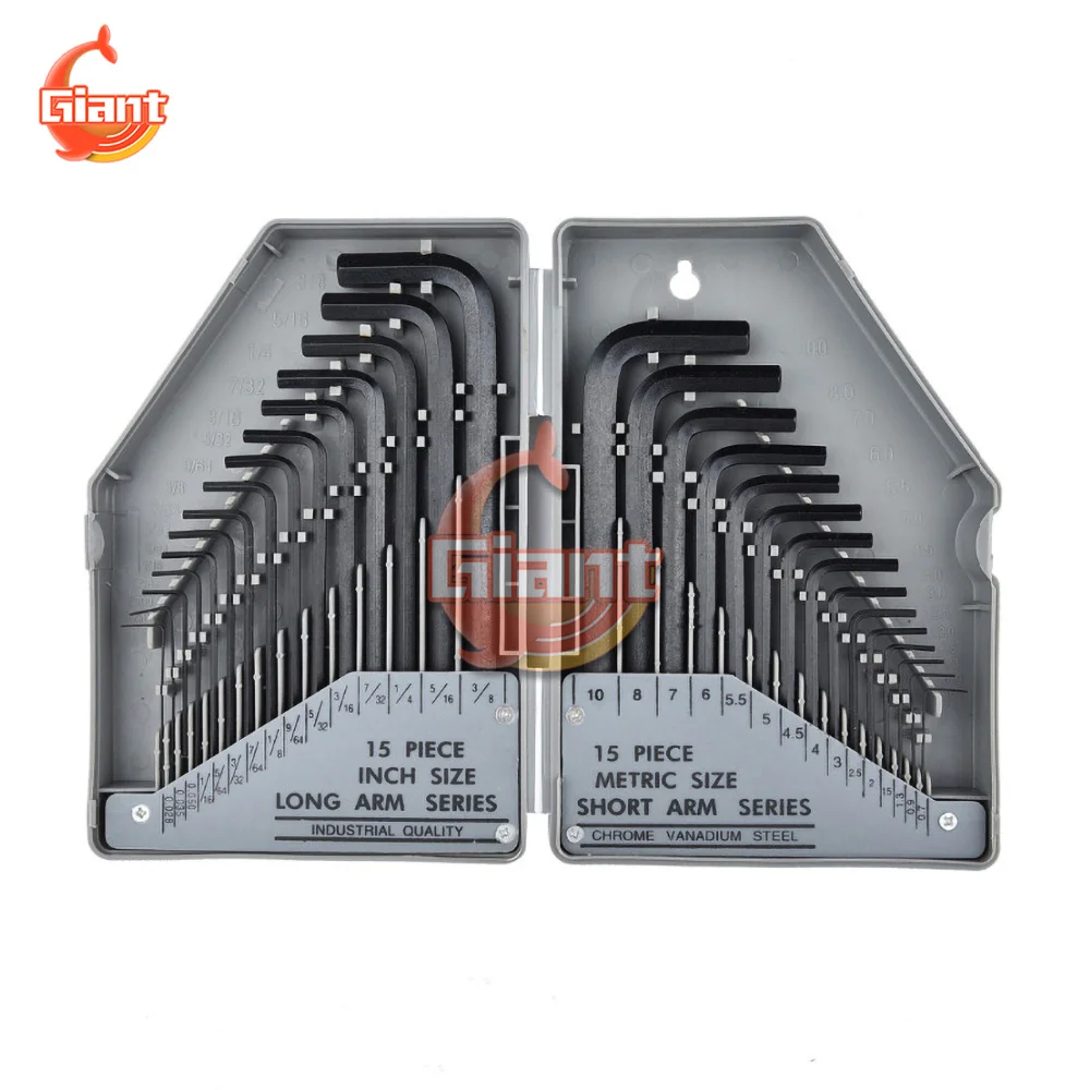 30 stuck Premium Hex Schlussel Allen Wrench Set SAE und Metric Sortiment L Form 0 028 3 8 zoll In Lagerung Fall AliExpress