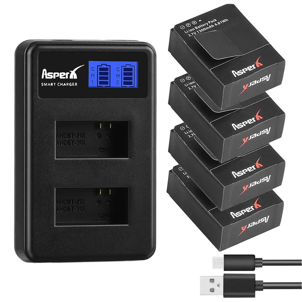 4PC For GoPro Hero3 Hero3+ hero 3 3+ Battery Li ion Bateria + Dual ...