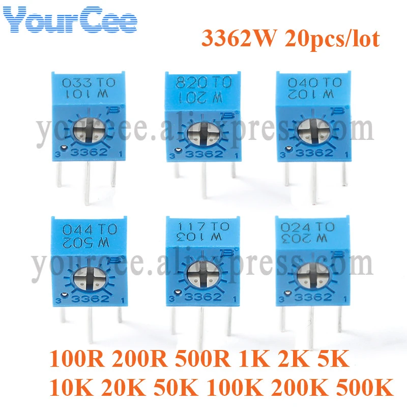 20pcs 3362w 3362 Precision Adjustable Resistor Trimpot Trimmer ...