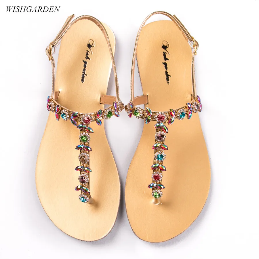 NEW-Women-Summer-Bohemia-Diamond-Sandals-Lady-Beach-Shining-Rhinestones ...