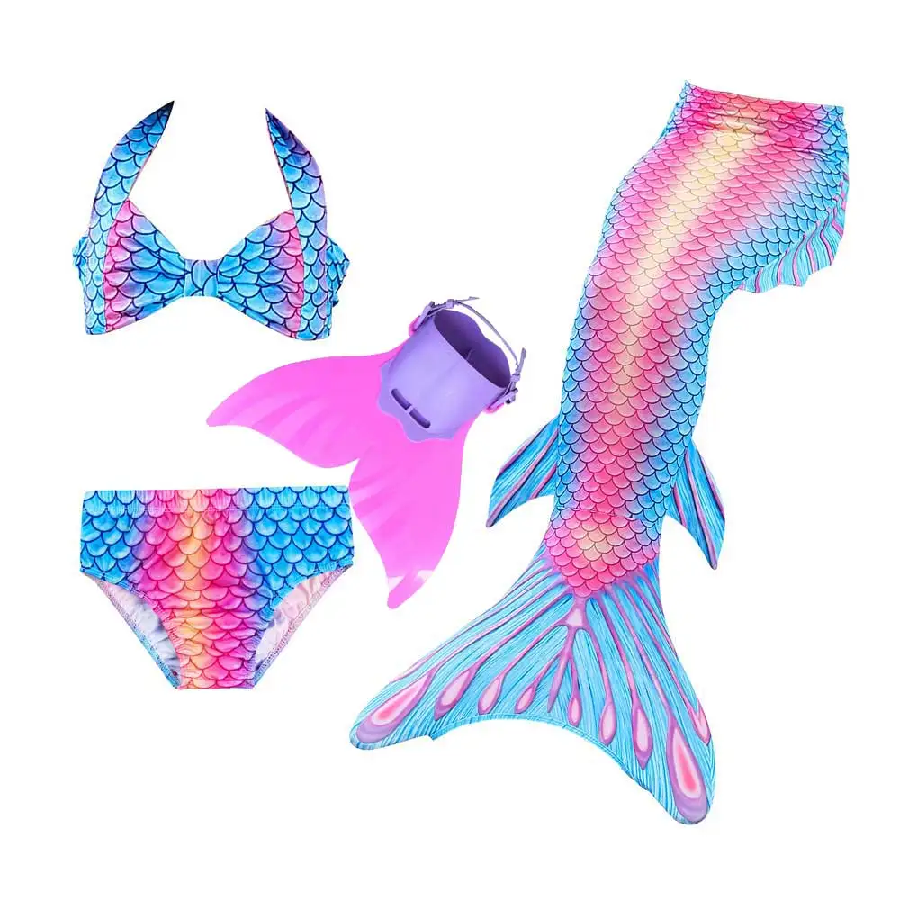 Girls Swimming Mermaid Tail Cosplay Costume Swimsuit With Monofin Fin ...