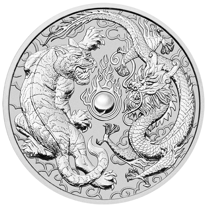 1oz Dragon Tiger Silver Coin Silver Plated 40mm Elizabeth Collectible ...