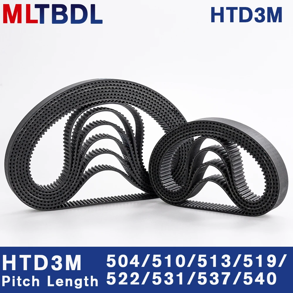 HTD 3M Timing Belt 504/510/513/519/522/531/537/540mm 6/9/10/15mm Width ...